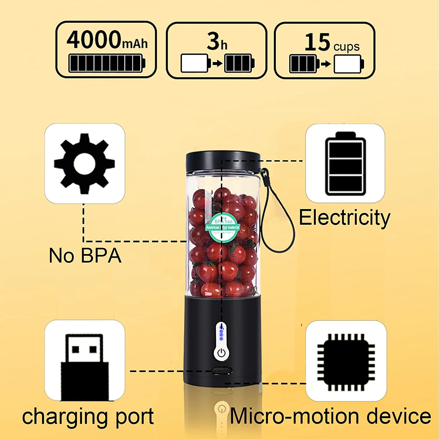Small Home Usb6 Blade Juicer Rechargeable Fresh Vegetable Blender ...
