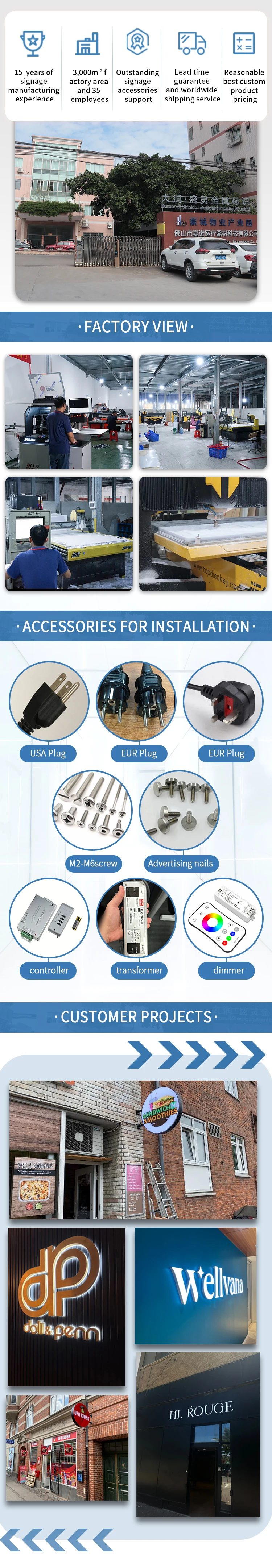 Shining Sign 3D Logo Custom Stainless Steel Backlit Letters ...