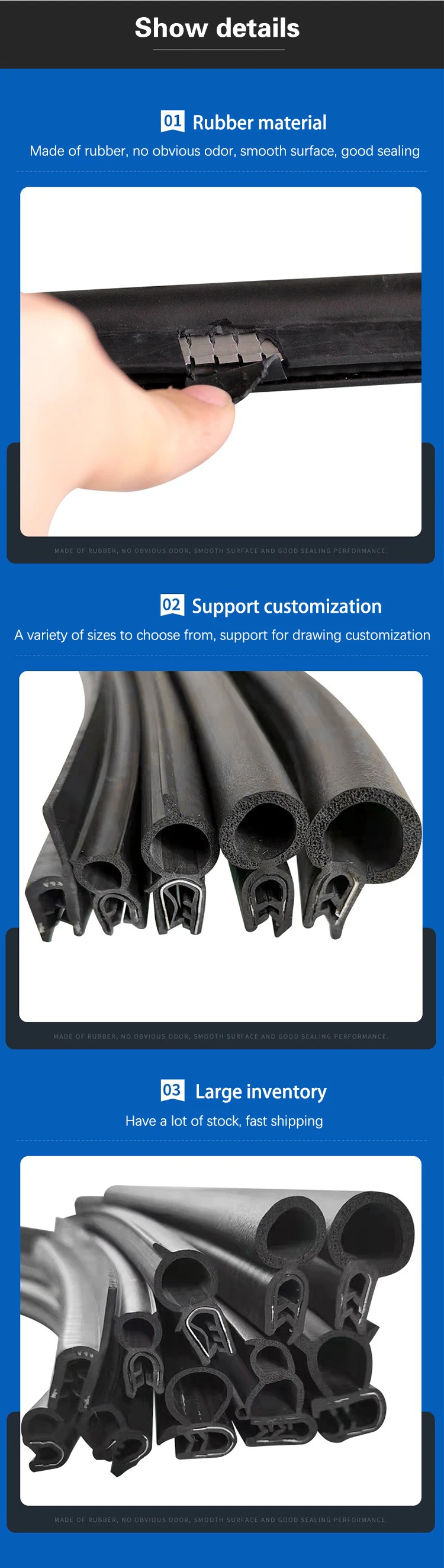 Epdm Black Door And Window Extrusion Rubber Protective Seal Strip For ...