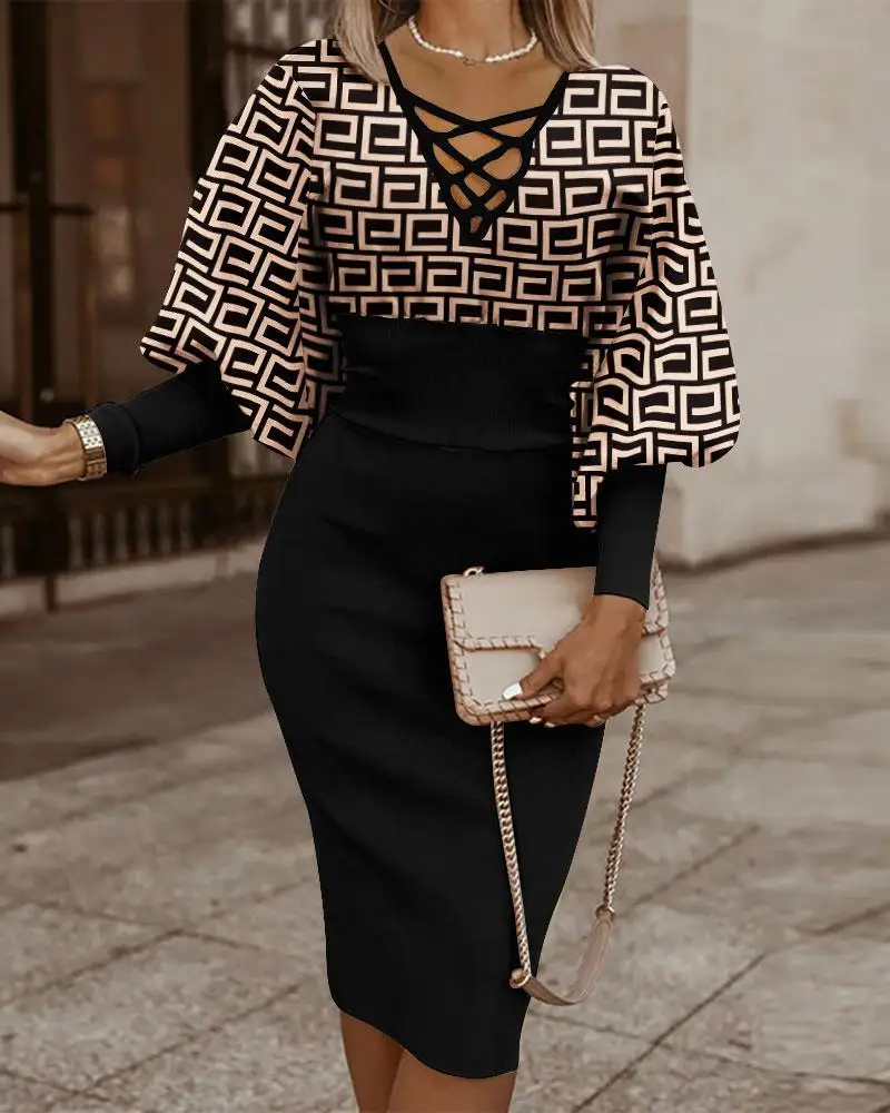 Elegant Office Wear - Latest Pattern Print Dress Design