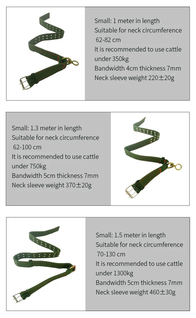 Sturdy Cattle Sheep Collar - 1M Canvas Strap with Metal Buckle