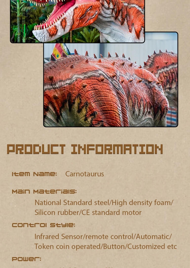 Carnotaurus Realistic Robotic Dinosaur Model for Outdoors