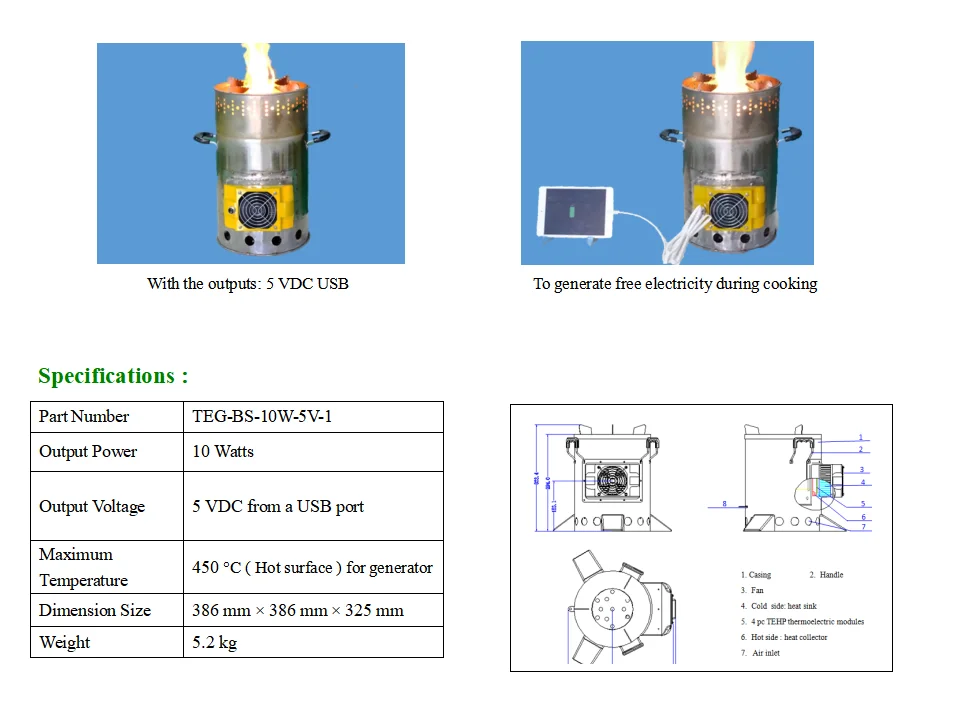 Biomass Stove with 10 Watts Thermoelectric Power Generator