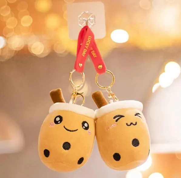 Botu Kawaii Boba Milk Tea Bubble Keychain Plush Toys Stuffed Pendant ...