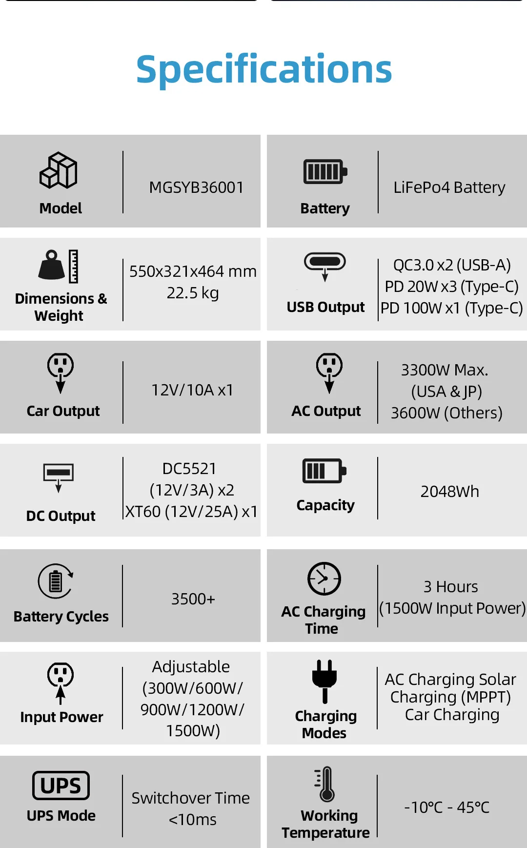 Outdoor Solar Portable Power Station - 3600W Power Banks