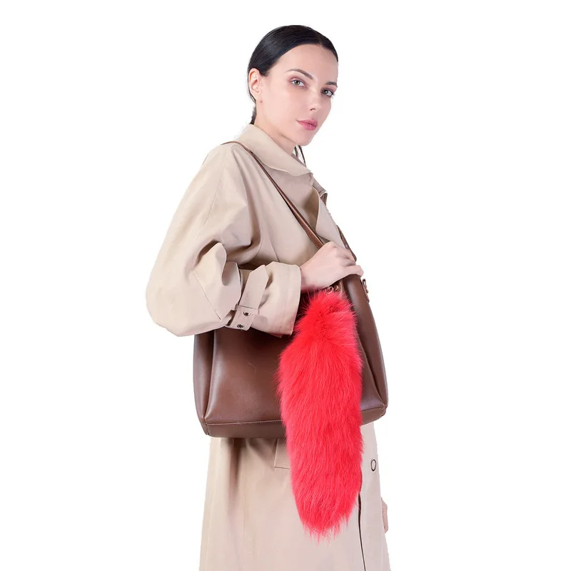 Wholesale True Color Fox Tail 38cm 40cm 45cm Large Black Fox Tail Blue ...