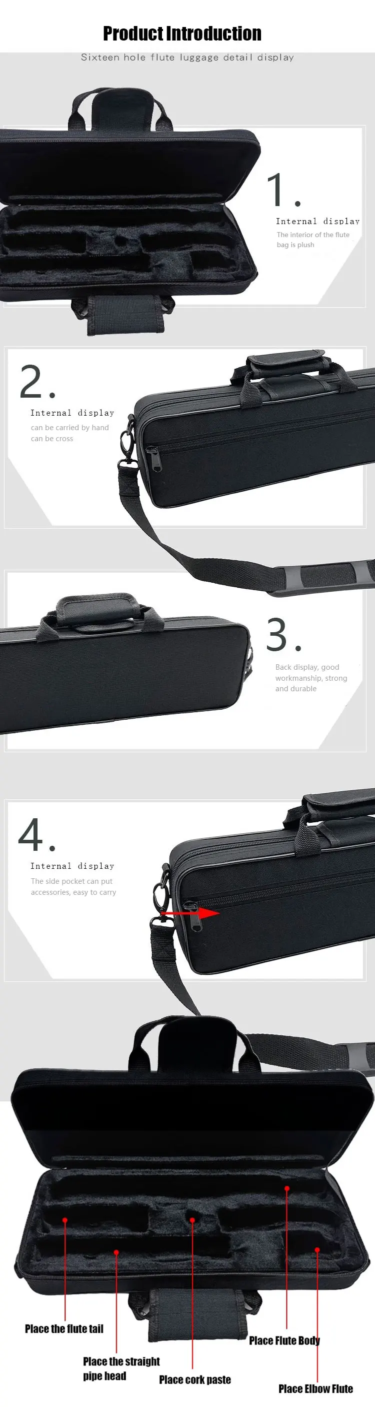 16 Hole Elbow Flute Bags Musical Instrument Storage Box Flute Canvas ...