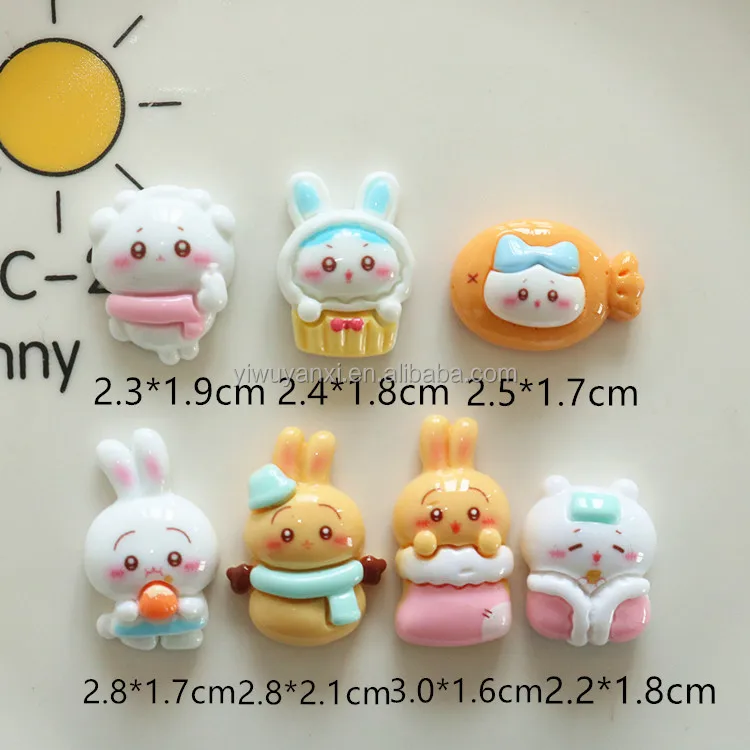 K521 Popular Cartoon Winter White Rabbit Resin Flatback Cabochon ...