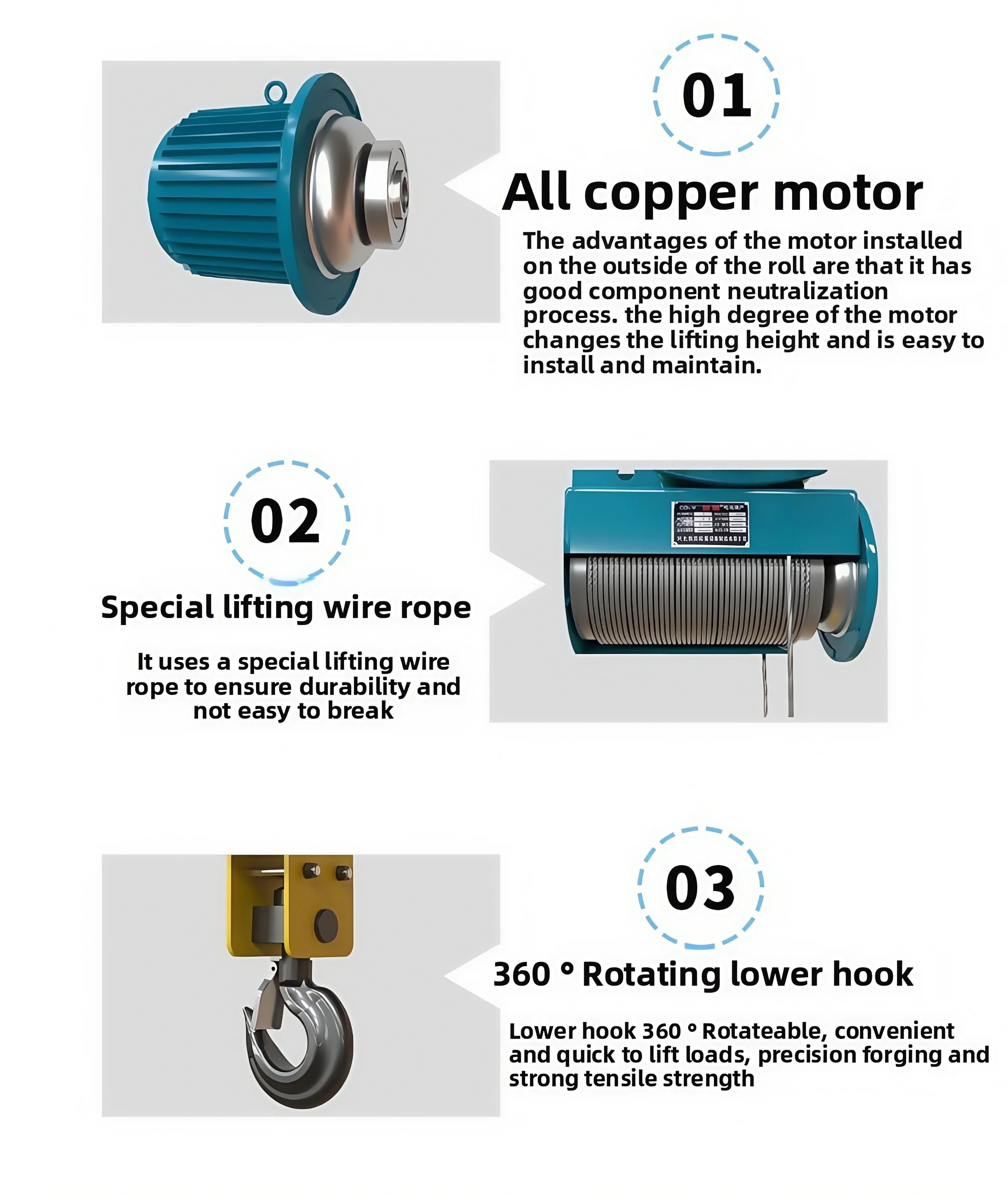Hot Selling 1Ton 2Ton 3Ton 380V Three Phase MD1 Electric Wire Rope ...