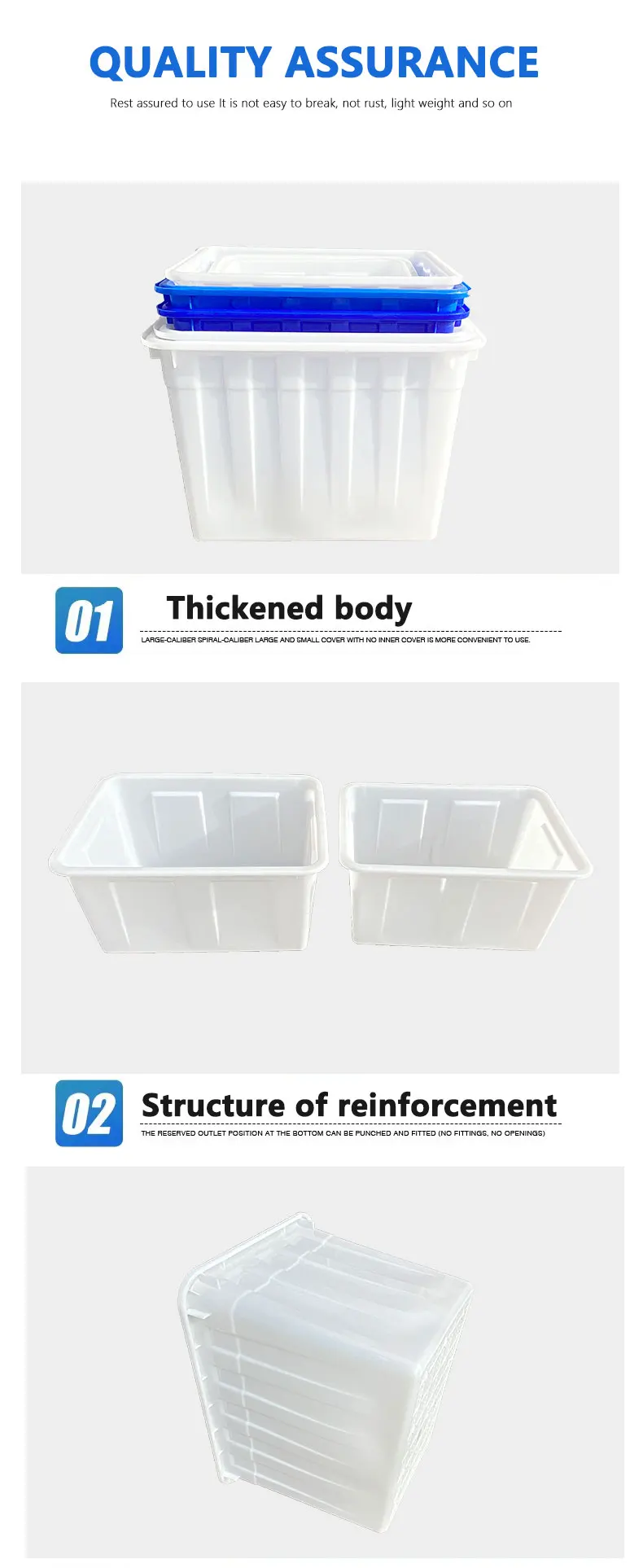 50 Litre Plastic Square Container with Lid for Water Storage