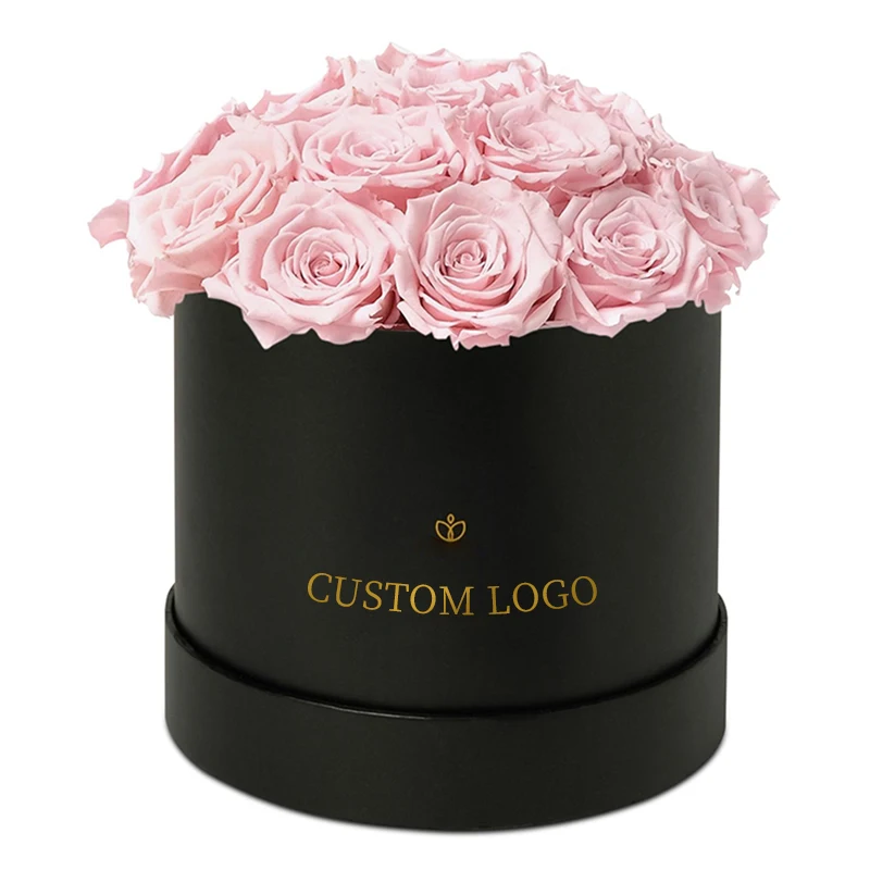 Custom Logo Luxury Pink Rose Packaging Paper Cylinder