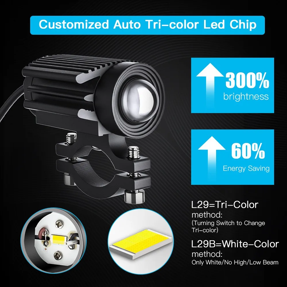 Super Bright 30W Mini LED Motorcycle Headlight & Fog Lights Auxiliary ...