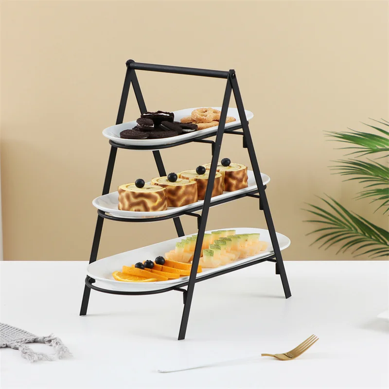 New Design Restaurant White 3 Tier Serving Dish Set Platter Ceramic ...