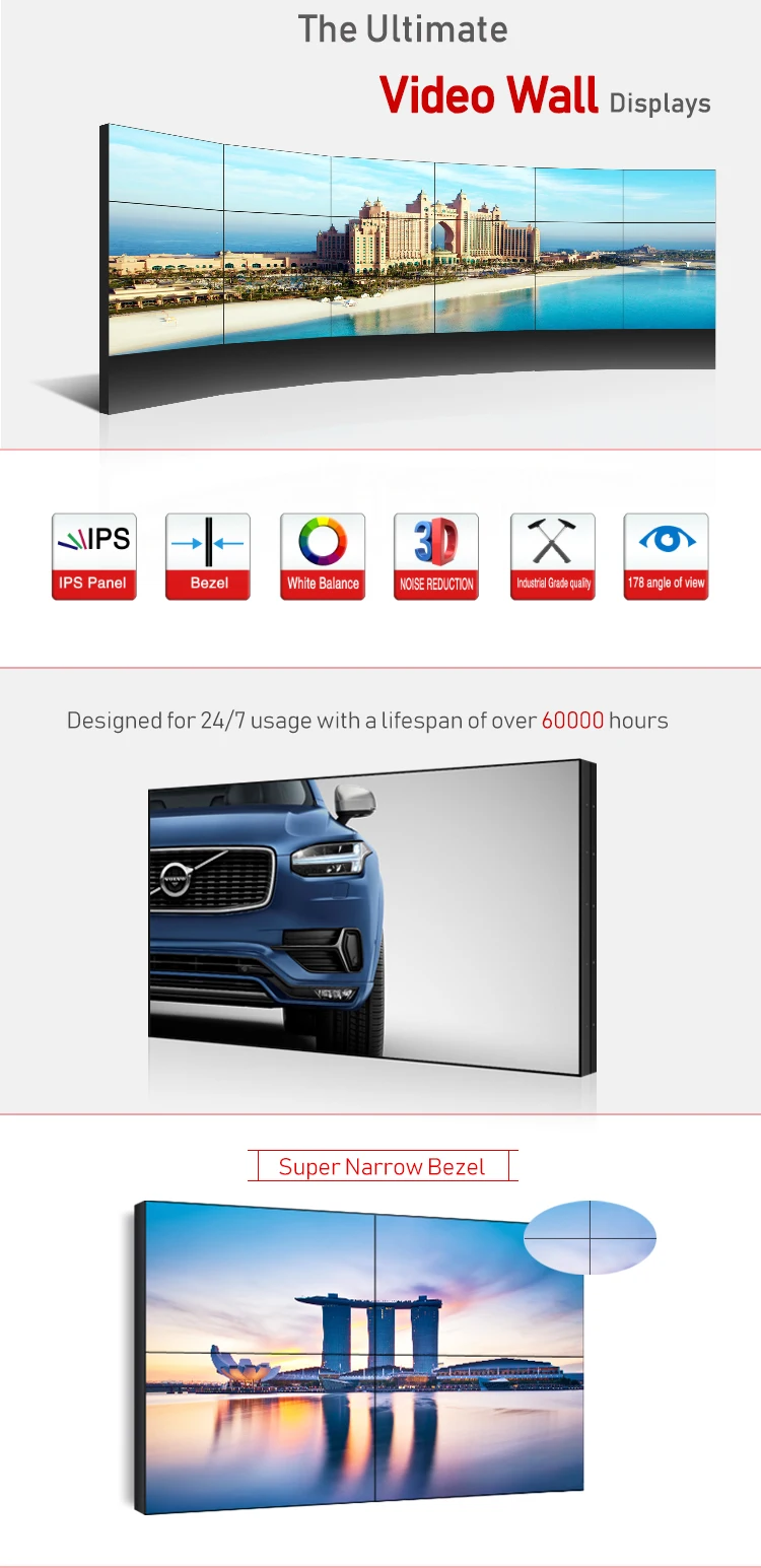 Lcd Video Wall Ultra Narrow Bezel 3.5mm 2x2 3x3 Full Hd Lcd Video Wall ...