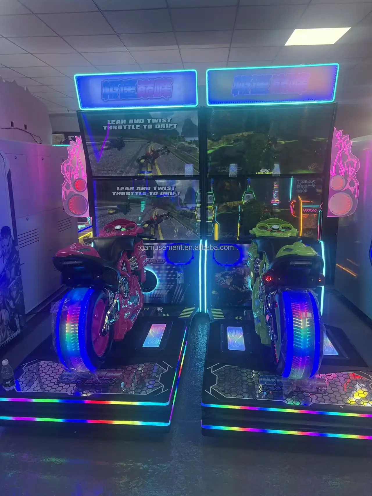 Amusement Children Electronic Dynamic Motorcycle Coin Operated Racing ...