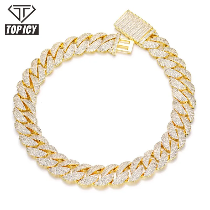 Luxury Iced Out 18k Gold Plated 22mm Cuban Link Chain Hip Hop 5 Rows 5a ...