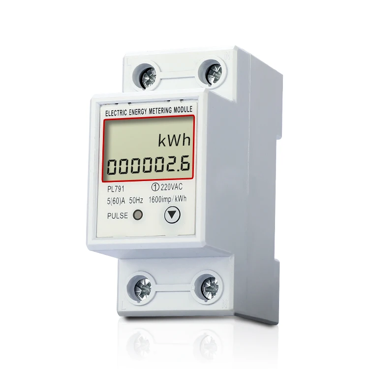 Din Rail LCD Digital Single Phase Multifunctional Energy Meter KWh ...