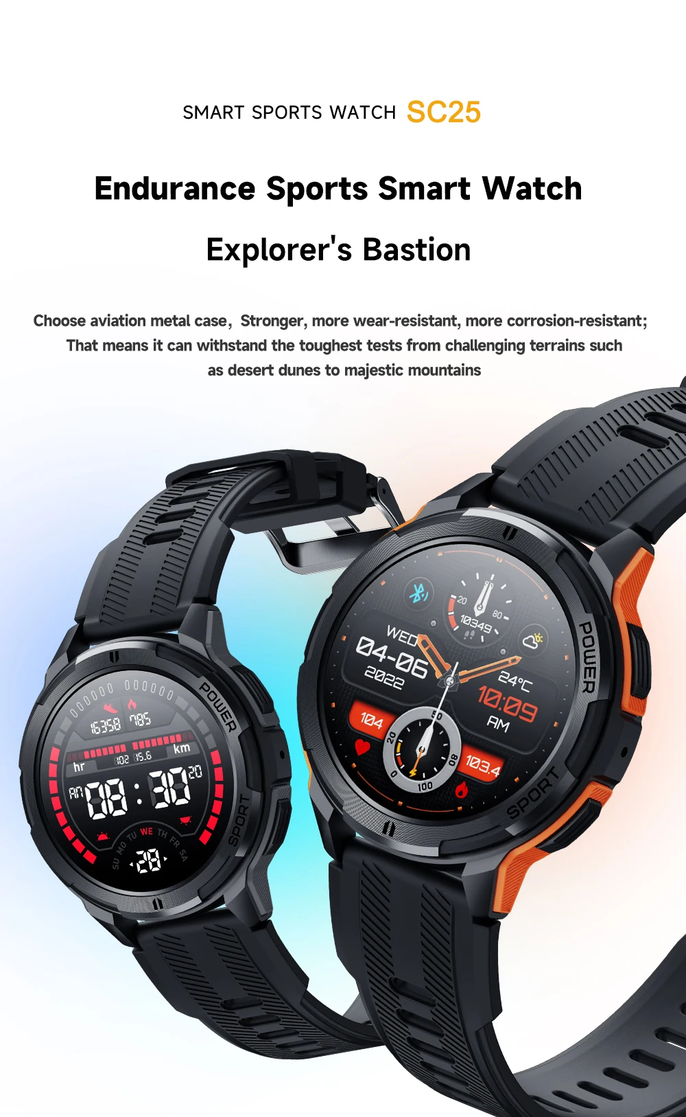 AMOLED Smart Watch SC25 - 100+ Styles, 410mah Battery
