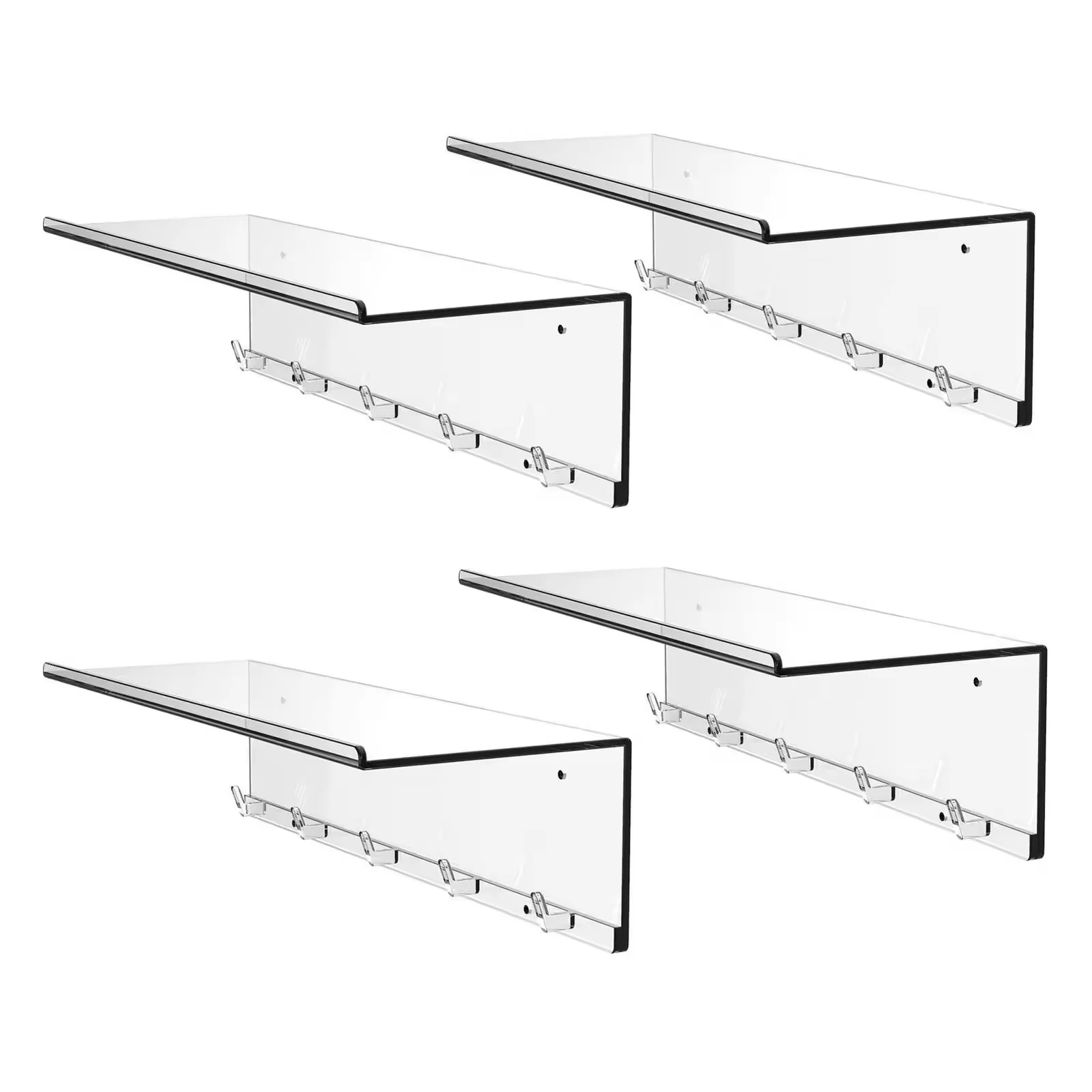 Clear Floating Acrylic Shelves Display Ledge Wall Mounted Shelves With ...