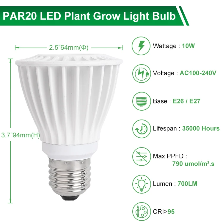 PAR20 PAR30 PAR38 Full Spectrum LED Grow Bulbs for Indoor Hydroponics