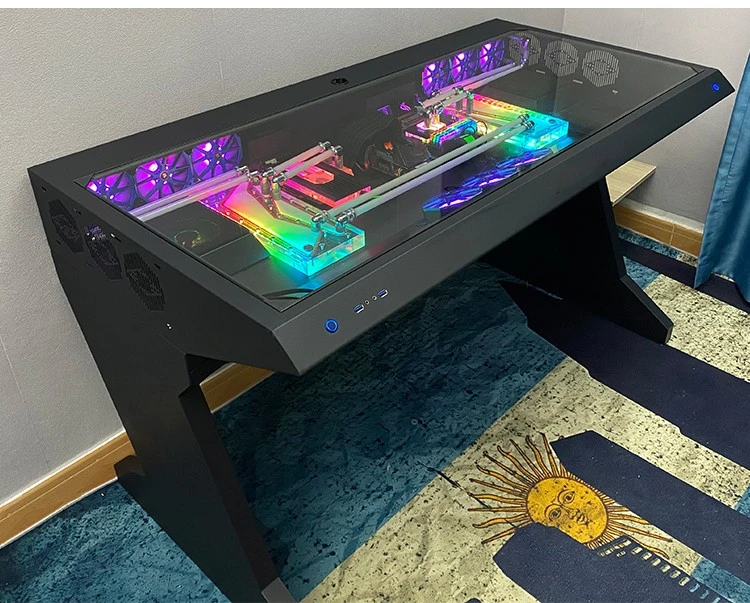 High-End Gaming Desk with Built-In Transparent Case | Modern Metal ...