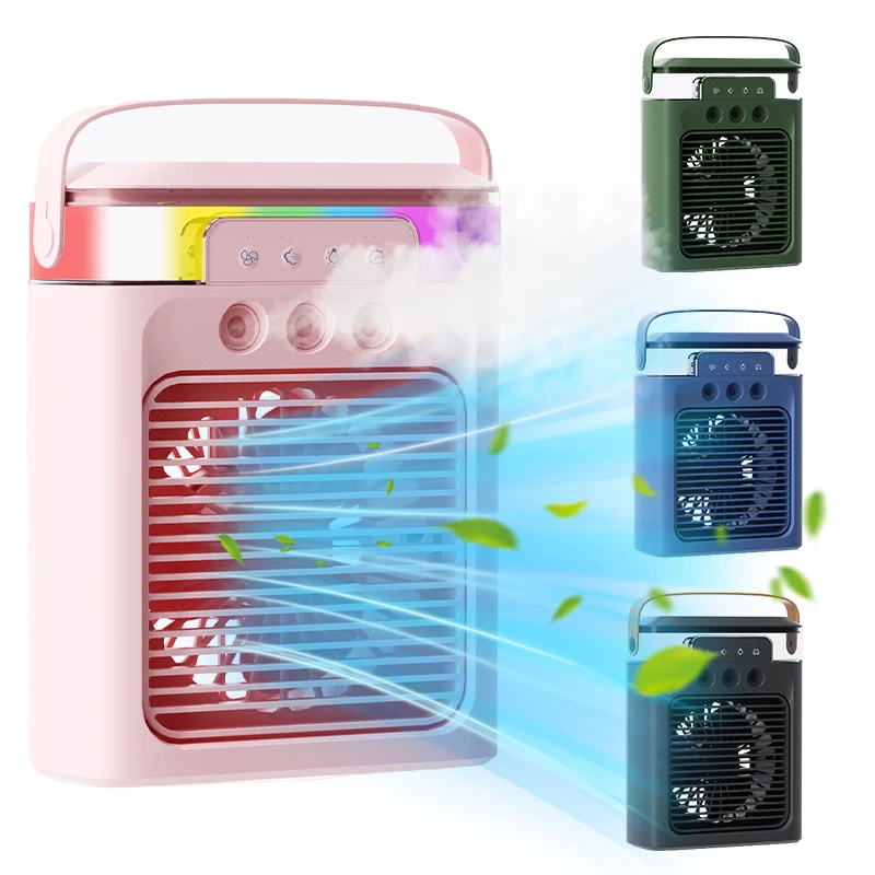 3 In 1 Mist Mini Evaporative Cooling Fan with LED, Timer Rechargeable ...