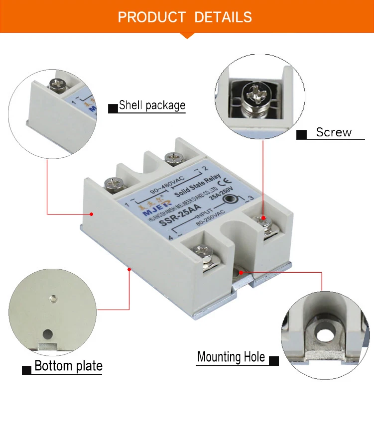 Single Phase Solid State Relay Ssr-25aa Input 80-250vac Output 90-480vac Ssr Relay - Buy Ssr ...