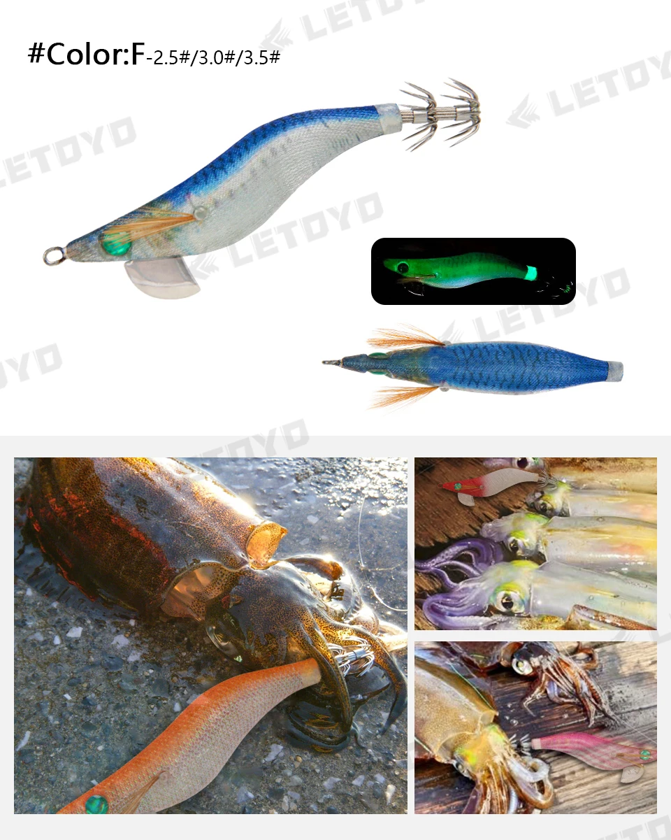 Letoyo Squid Jigs 2.5# 3.0# 3.5# Squid Lure Artificial Shrimps With Squid Hook Jigging Baits For ...