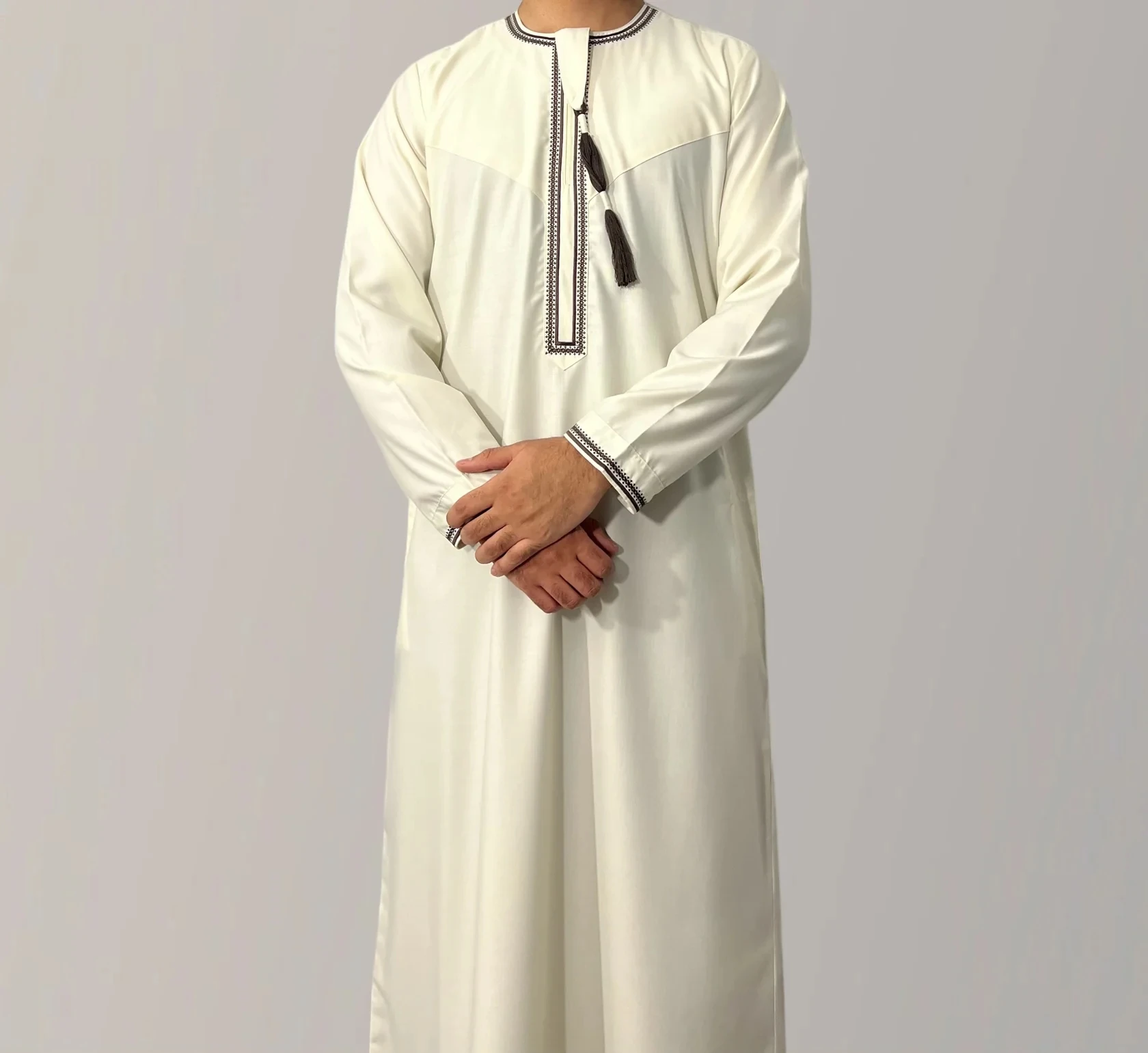 Long Sleeve Kaftan Robe Islamic Ramadan Omani Kurta Pajama Jubbah Dubai ...