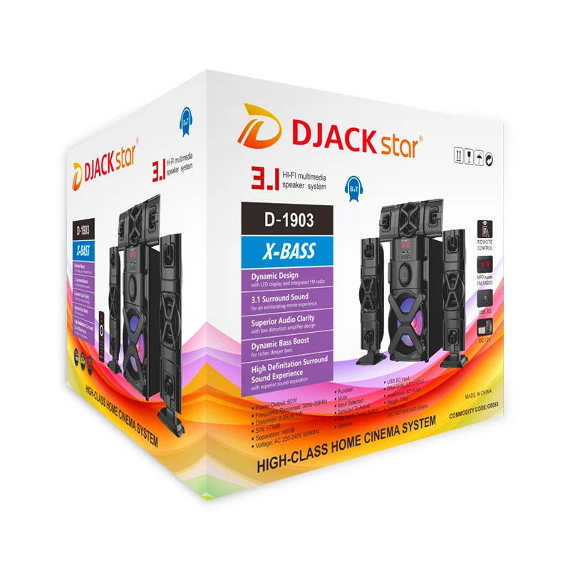 Djack Star D-1903 Floor Standing Speaker Home Theatre System Tower Dj ...