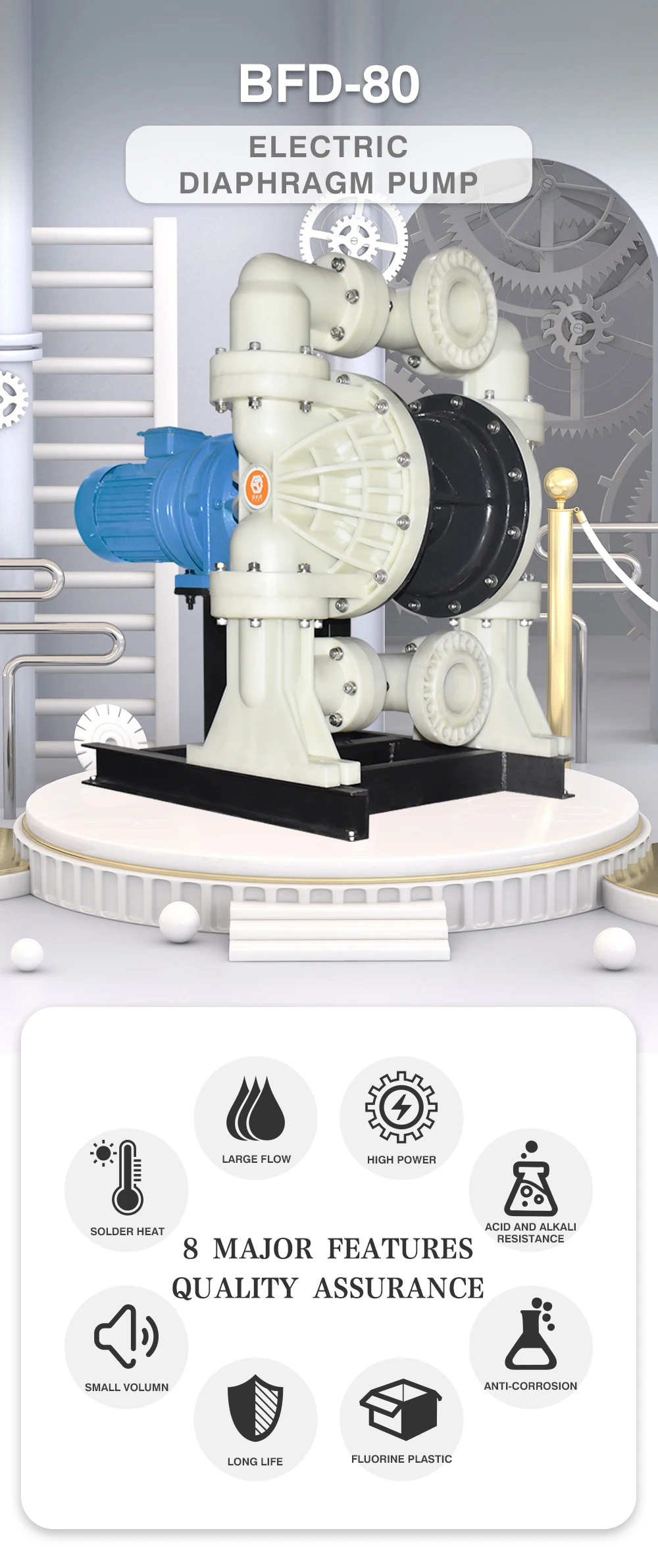 Godo Bfd-80s Double Diaphragm Pump Engineering Plastic Chemical Industry 40m Head Acid Liquid ...