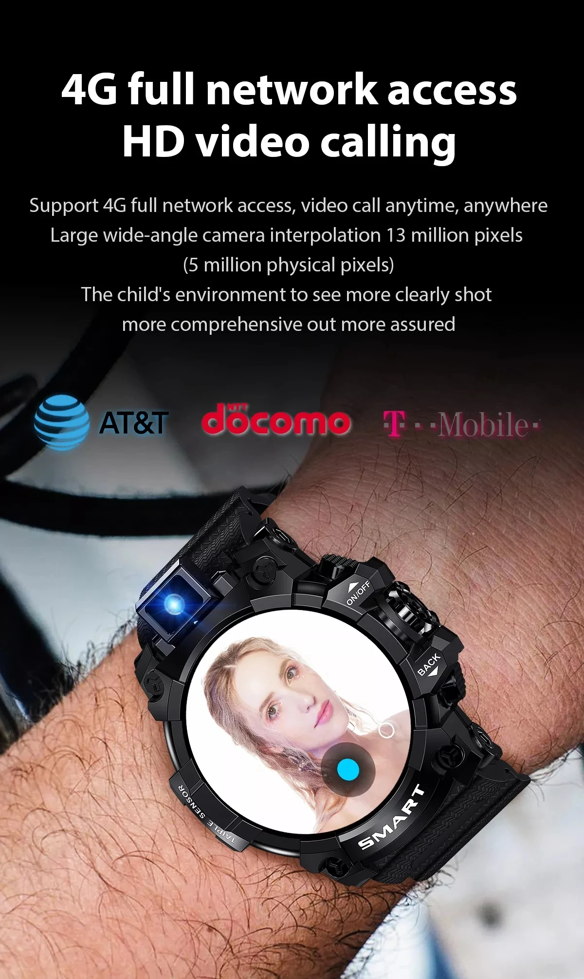 Q999 4G LTE Smart Watch - Android 9.0, 2GB RAM, 16GB ROM