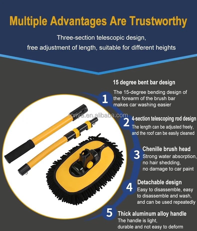New Design 15 Degree Bend Adjustable Car Cleaning Brush 4 Section Long ...