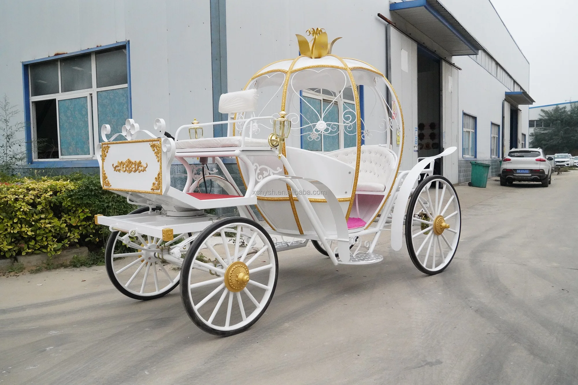 White Electric Cinderella Pumpkin Horse Carriage for 1-6 Persons