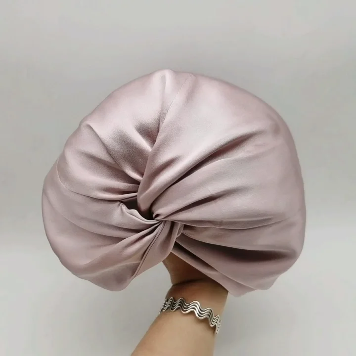 Custom Logo 19mm Silk Hair Bonnet Turban Designer 100% Mulberry Silk ...
