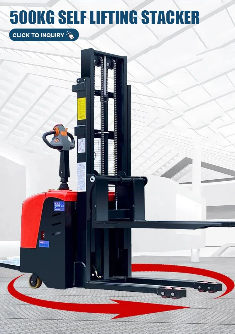 China 500Kg Model Self Loading Pallet Stacker Off Road Full Electric Self Lifting Portable ...