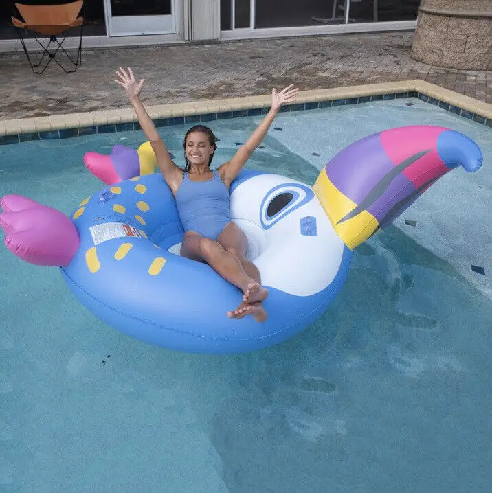 Outdoor Beach Ride-on Water Toucan Mesh Seat Swimming Inflatable Pool ...
