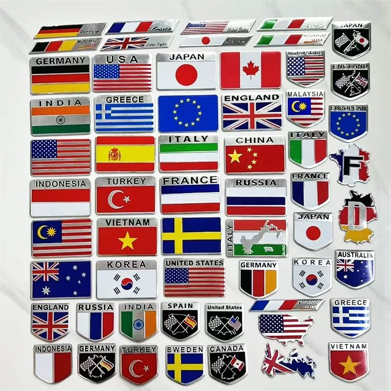 Custom Aluminum Car Flag Emblems for Vehicle Modification ...