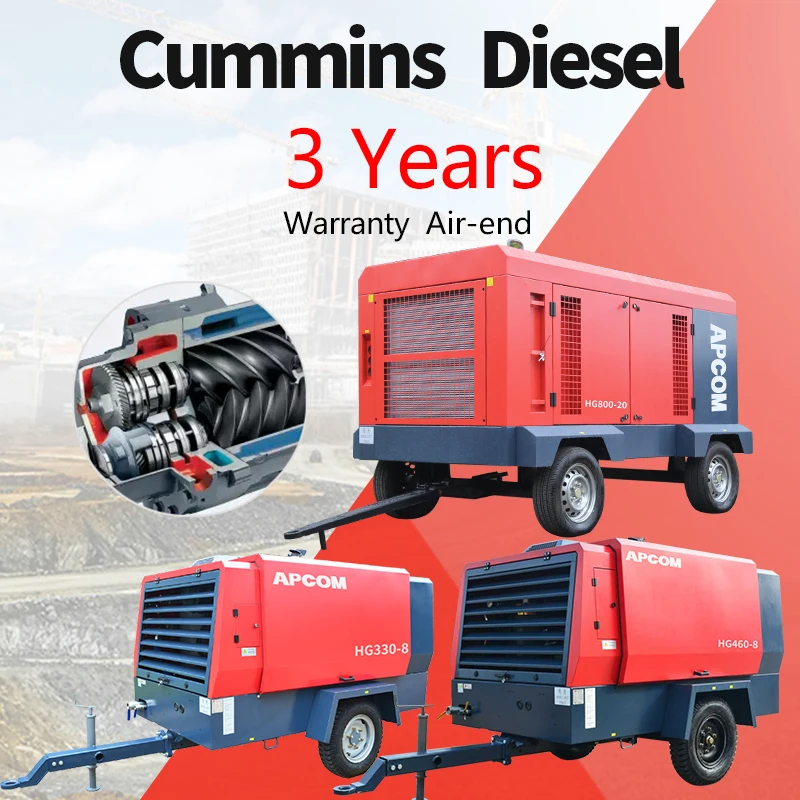 13bar 400cfm Cummins Diesel Compressors Mining 180psi Screw Air ...