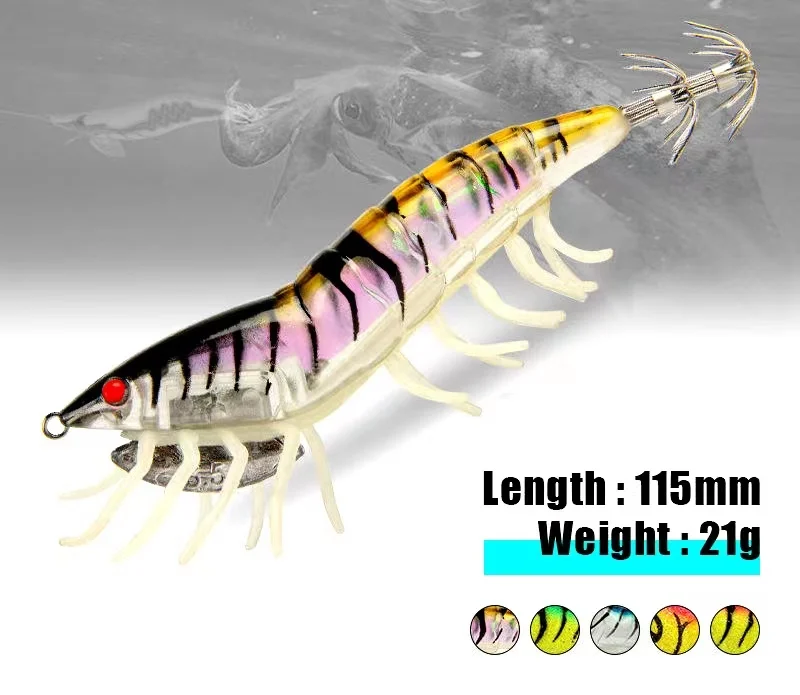 Hot Sale Egi Octopus Light Cloth Model Squid Jig 115mm 21g 100mm 12g Egi Wood Shrimp Squid Jig ...