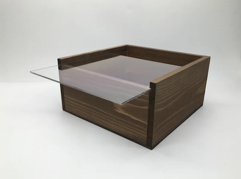 Custom Sliding Acrylic Lid Wood Gift Display Box With Two Compartment ...
