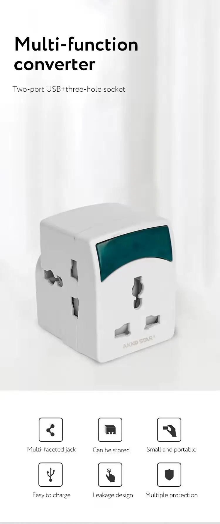 Akko Star Copper Universal Adapter Travel Wall Ac Power Plug Socket ...