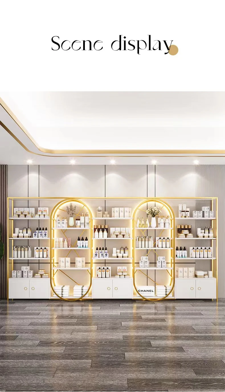 Light Luxury Beauty Salon Display Cabinet Shelves for Skincare and ...