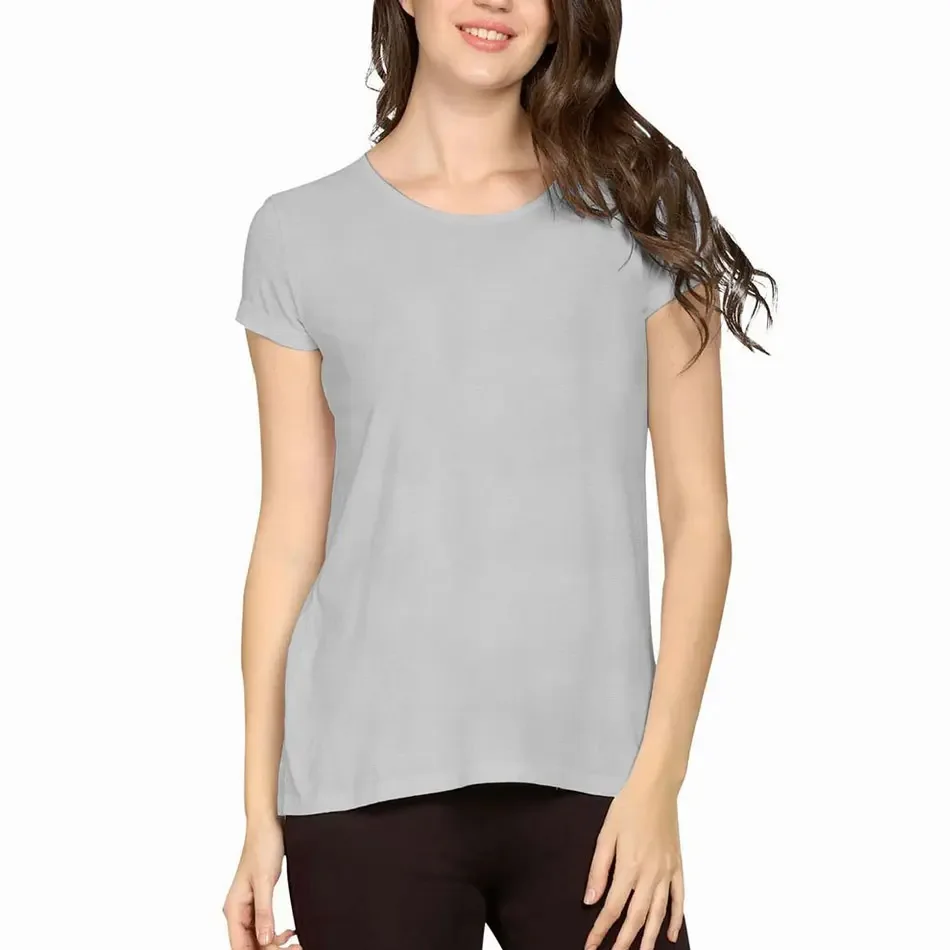 O-neck Your Logo Light Grey Women's T-shirt For Everyday Comfort - Soft And Stylish Women's Top ...