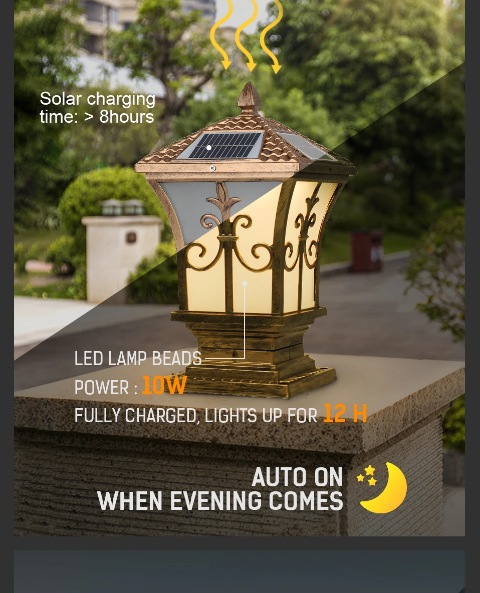 Outdoor Main Gate Pillar IP65 Waterproof Aluminum LED Light