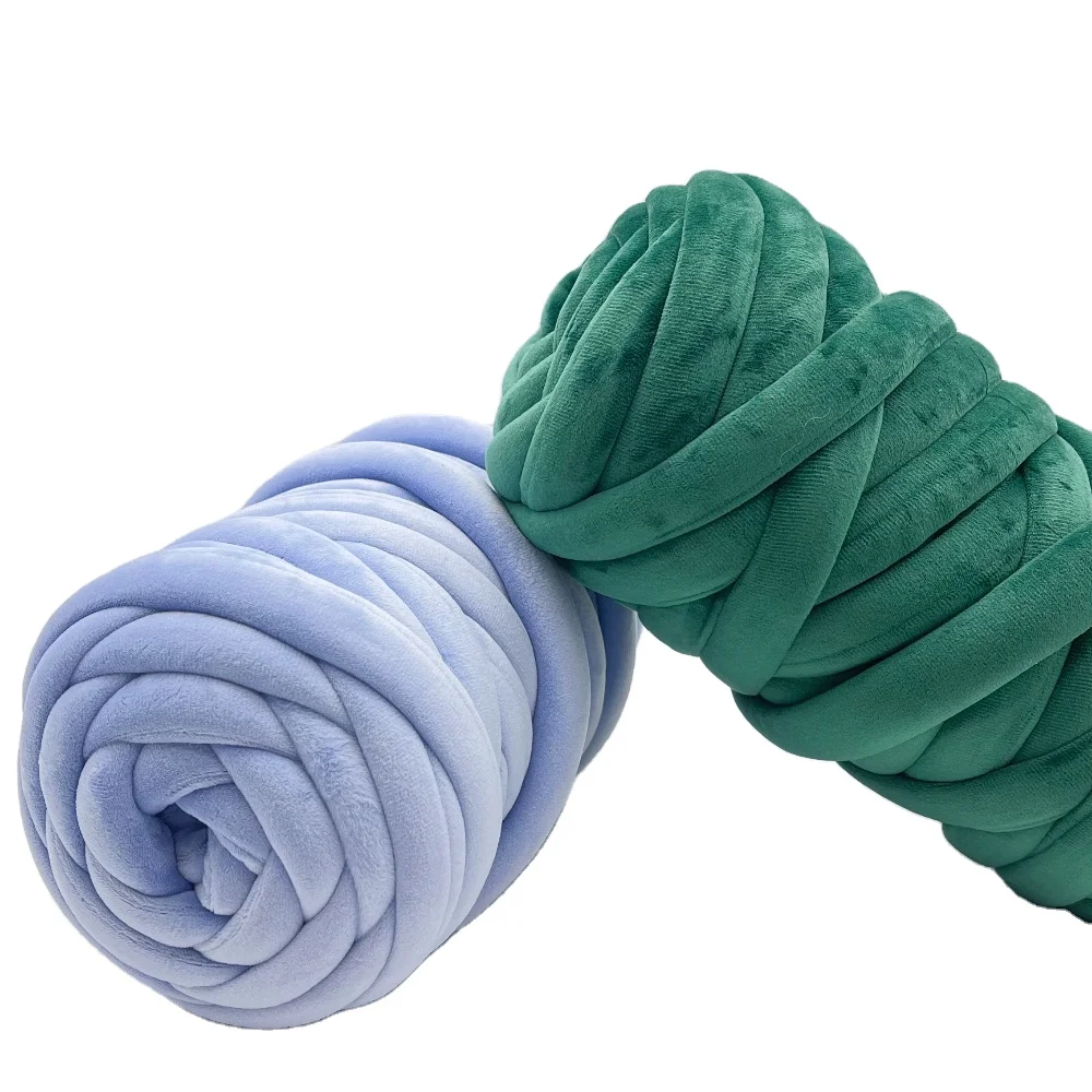 Low Price Thick Chunky Chenille Yarn Giant Velvet Cotton Tube Yarn For Special Knitting Crochet ...