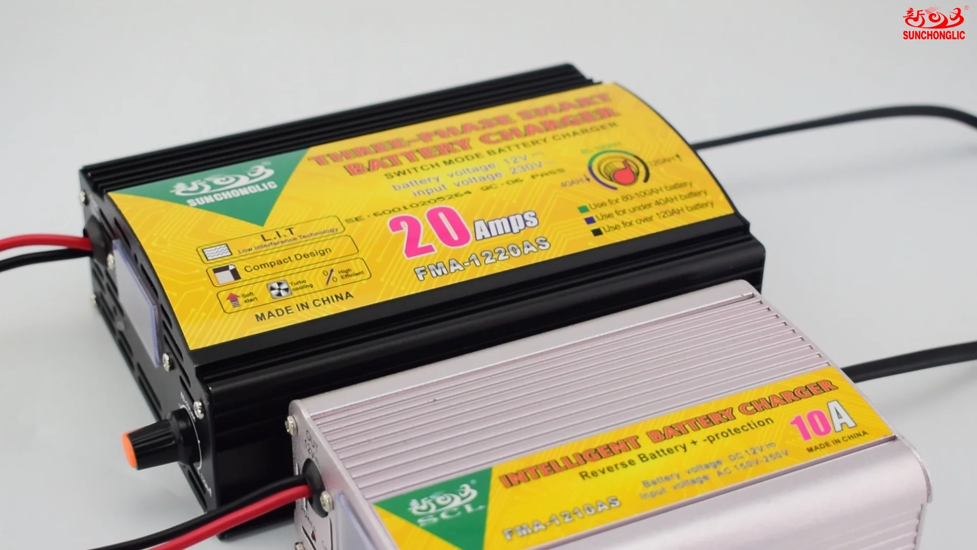 Sunchonglic 20a Battery Charger 12v 20 Amp Car Battery Charger 12 Volt ...