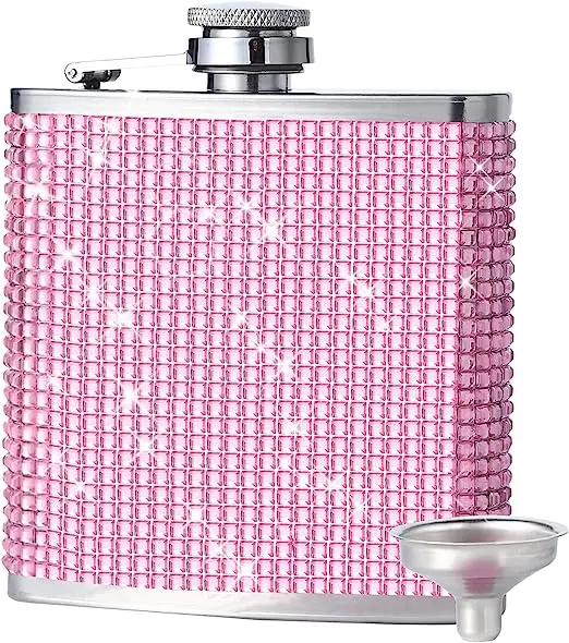 Women's Sparkling Rhinestone Hip Flask, Glitter Diamond Leak Proof ...