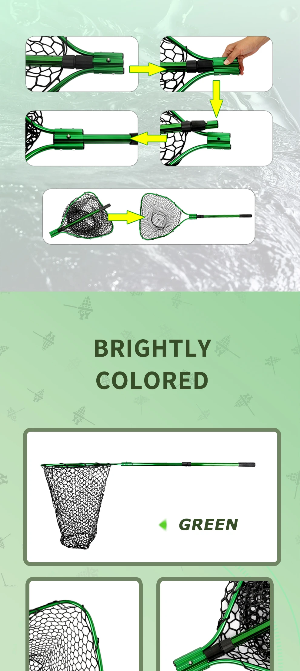 Long Handle Fishing Net - 155cm Telescopic Fish Catching Net