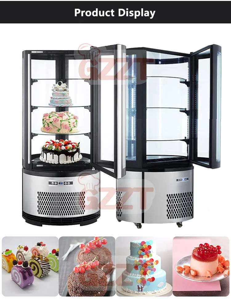 105L Commercial Use Rotation Round Glass Cake Display Cabinet Chiller ...